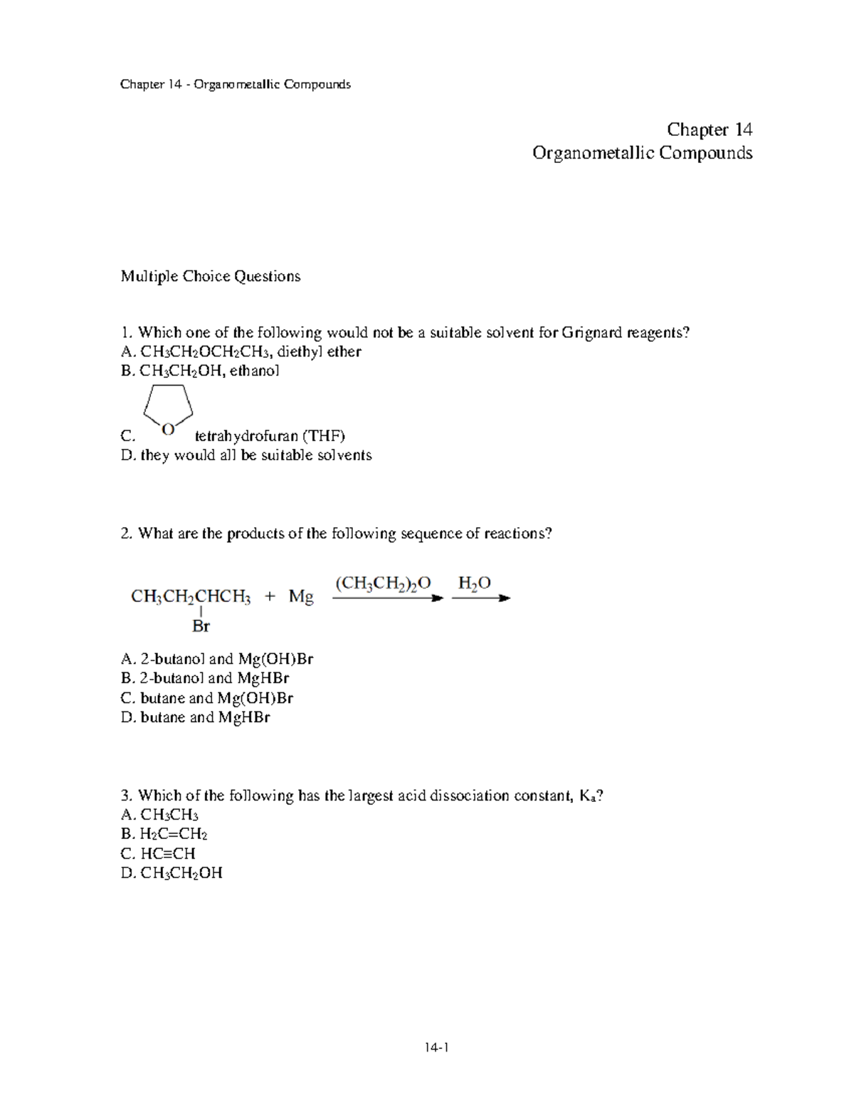 Chapter 14 - Organometallic Compounds in Organic Chemistry - Studocu