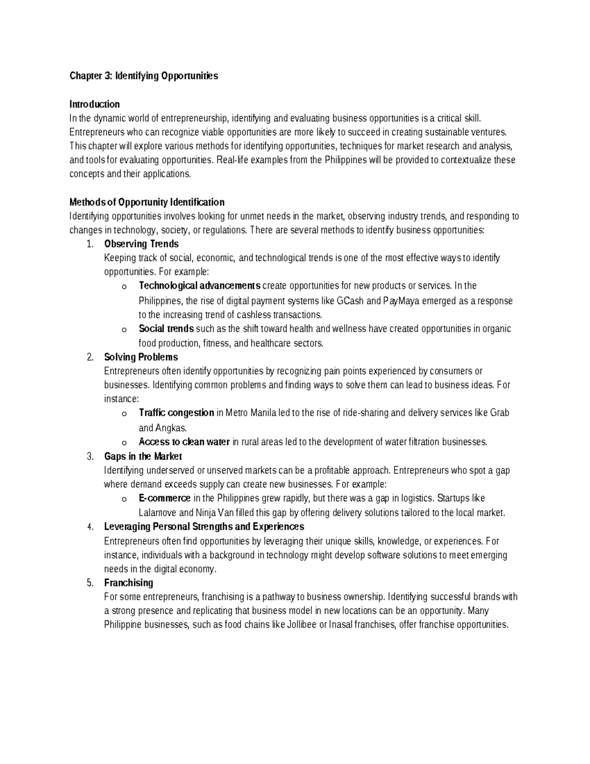 Week 3 - Identifying Business Opportunities in Entrepreneurship - Studocu