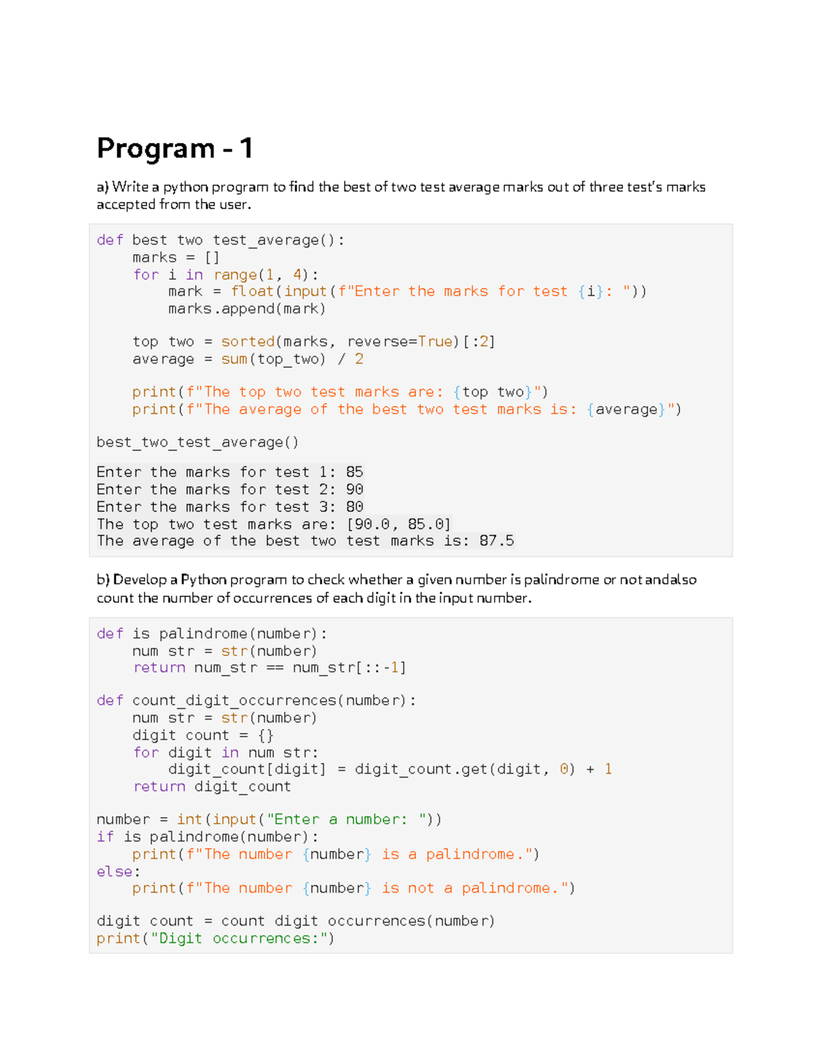Vertopal - Dvp Lap code - Program - 1 a) Write a python program to find ...