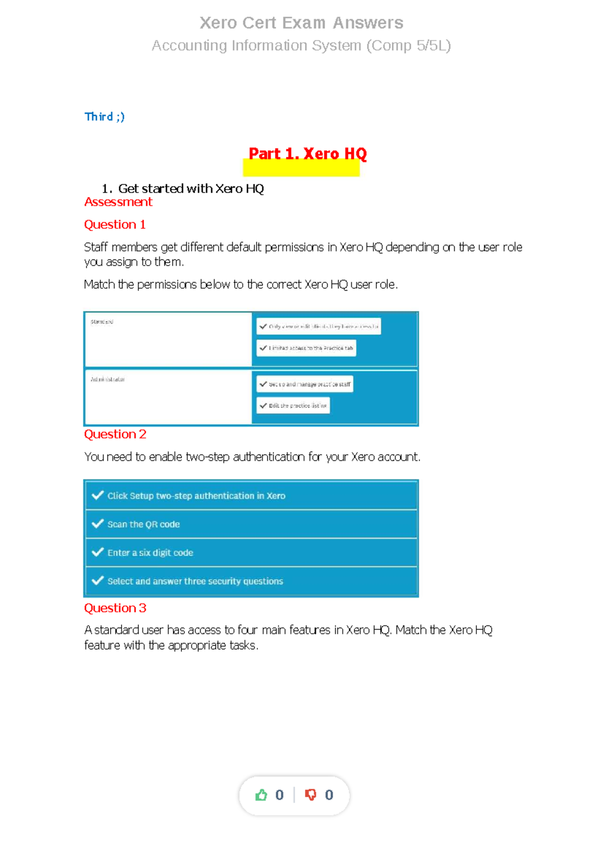 Xero Certification Exam Answers - Accounting Information System (Comp 5 ...