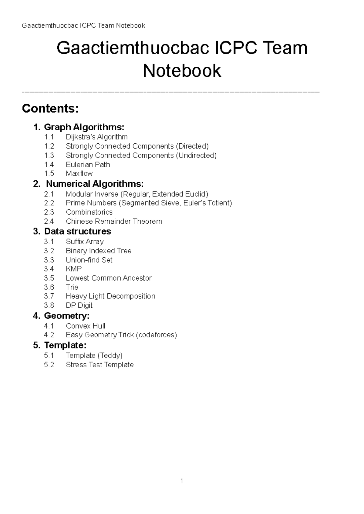 Gaactiemthuocbac ICPC Team Notebook: Algorithms & Data Structures - Studocu