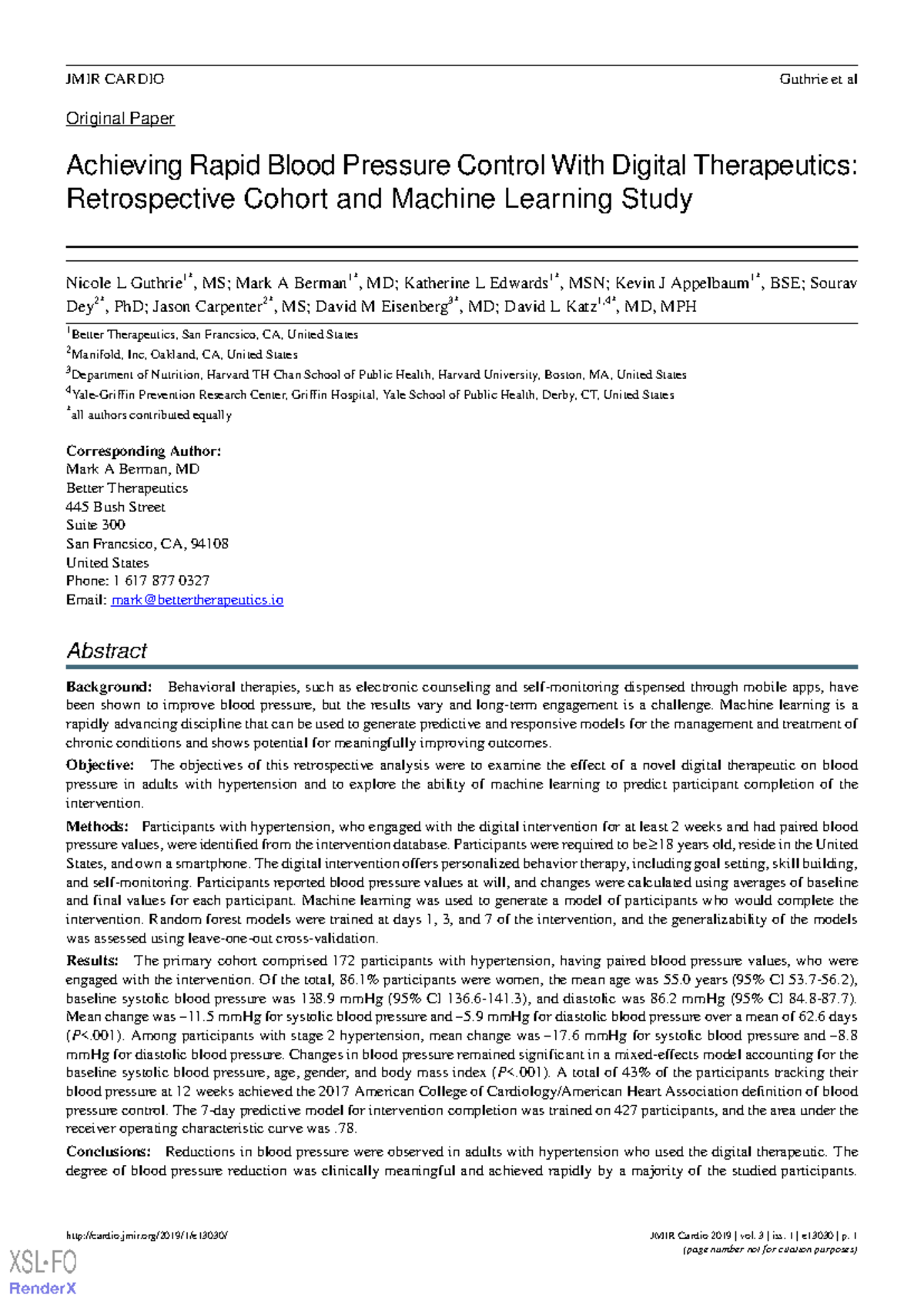 Digital Therapeutics for Hypertension Control: A Machine Learning ...