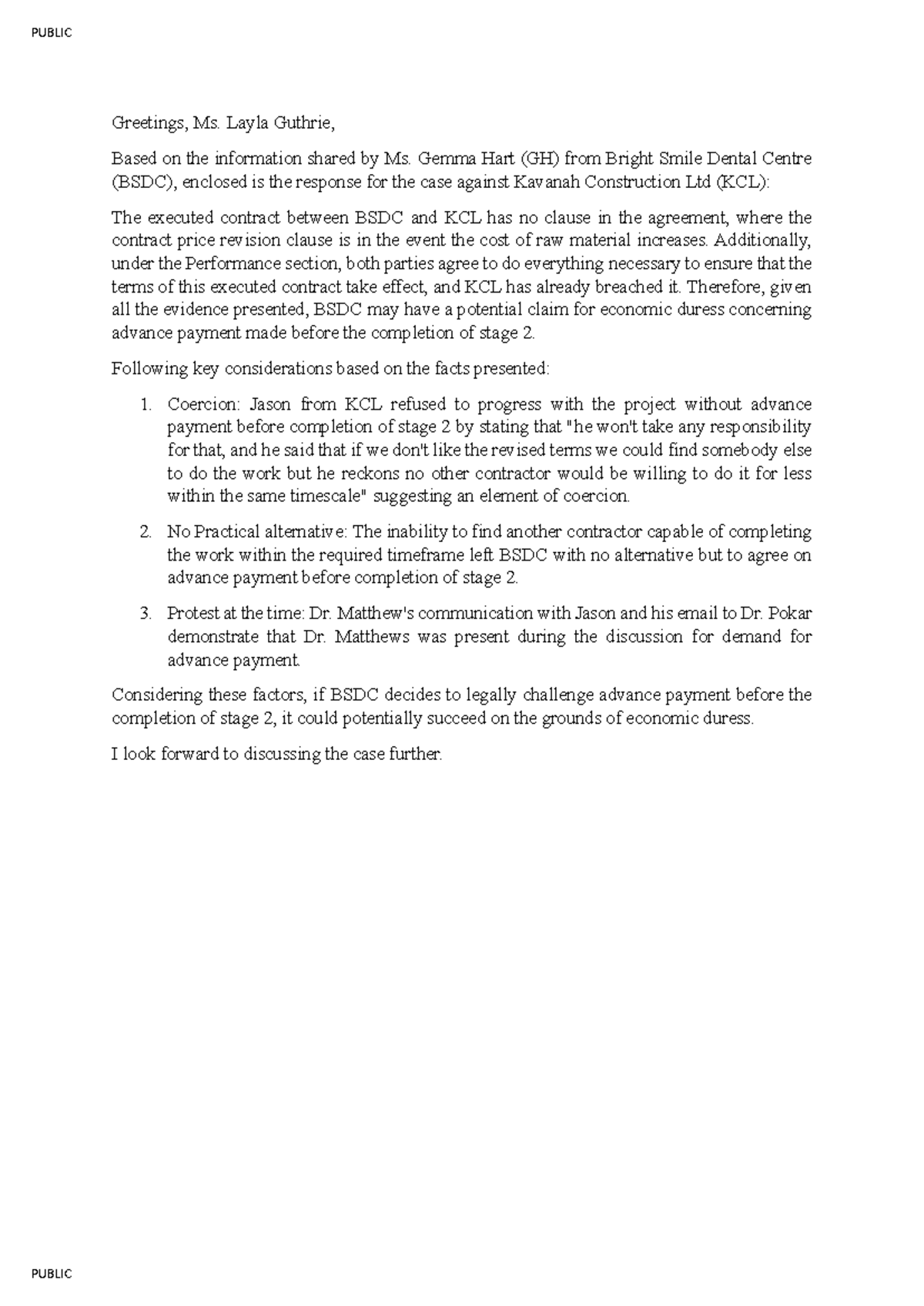 Workshop 3 - Contract Law Term 1: Economic Duress Case Analysis - Studocu