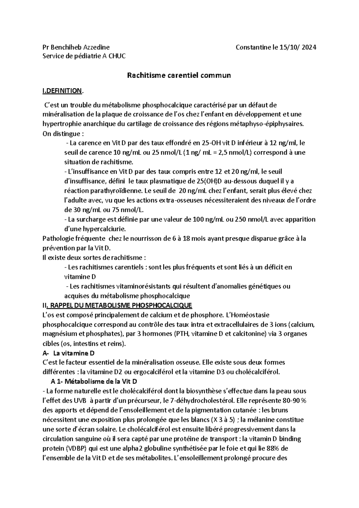 PED-cr04. Rachitisme Carentiel Commun : Définition et Métabolisme - Studocu