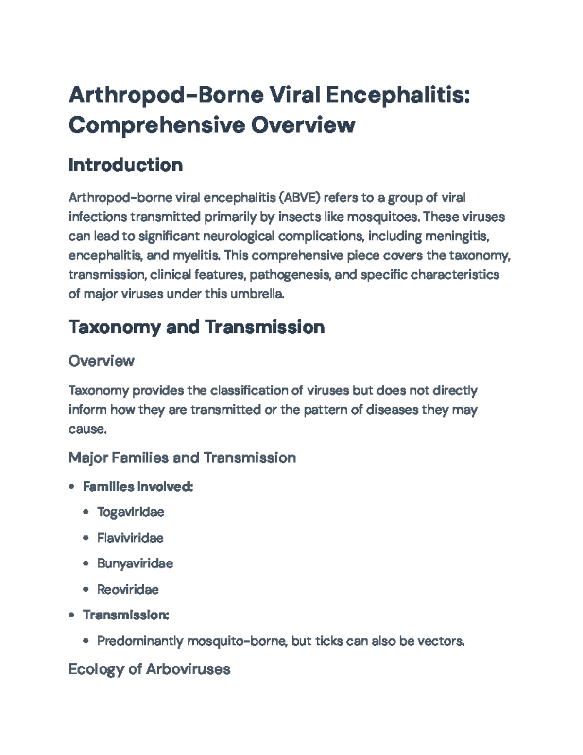 Comprehensive Overview of Arthropod-Borne Viral Encephalitis (ABVE ...