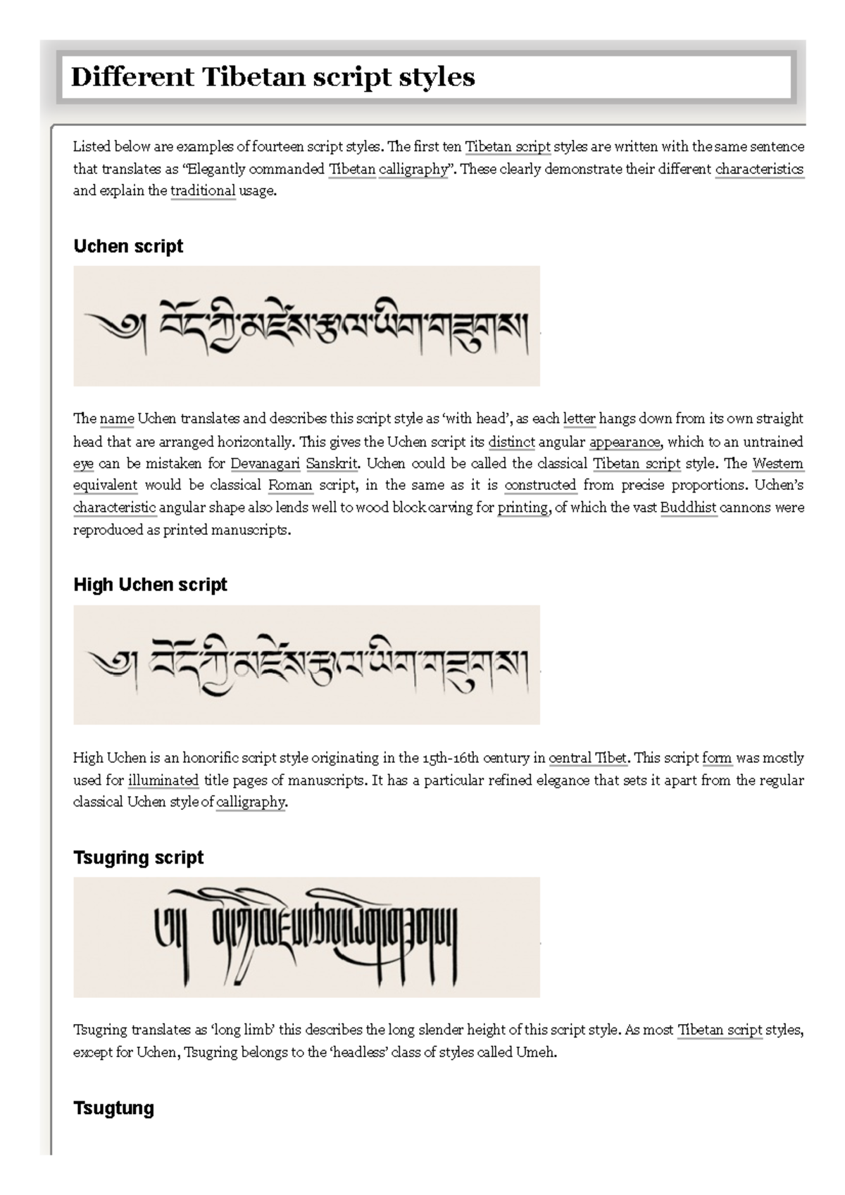 Tibetan Script Styles: An Overview and Characteristics Analysis - Studocu