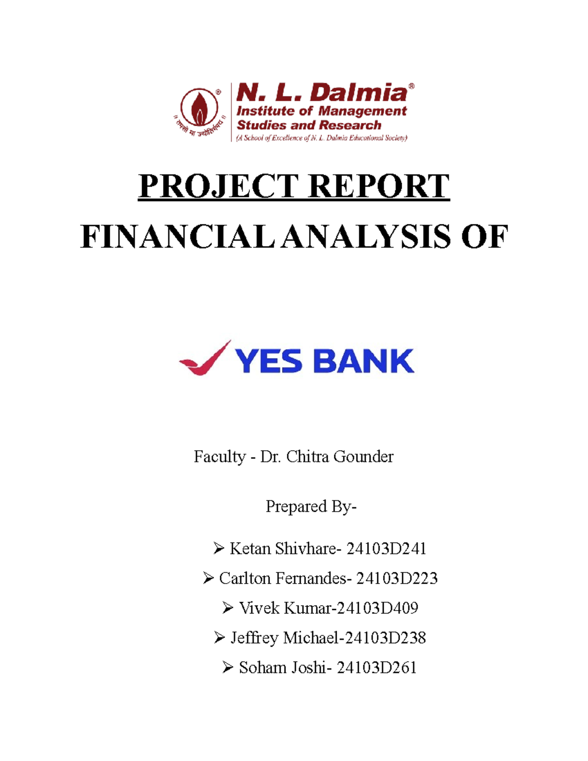 Financial Performance Analysis of Yes Bank - Project Report - Studocu