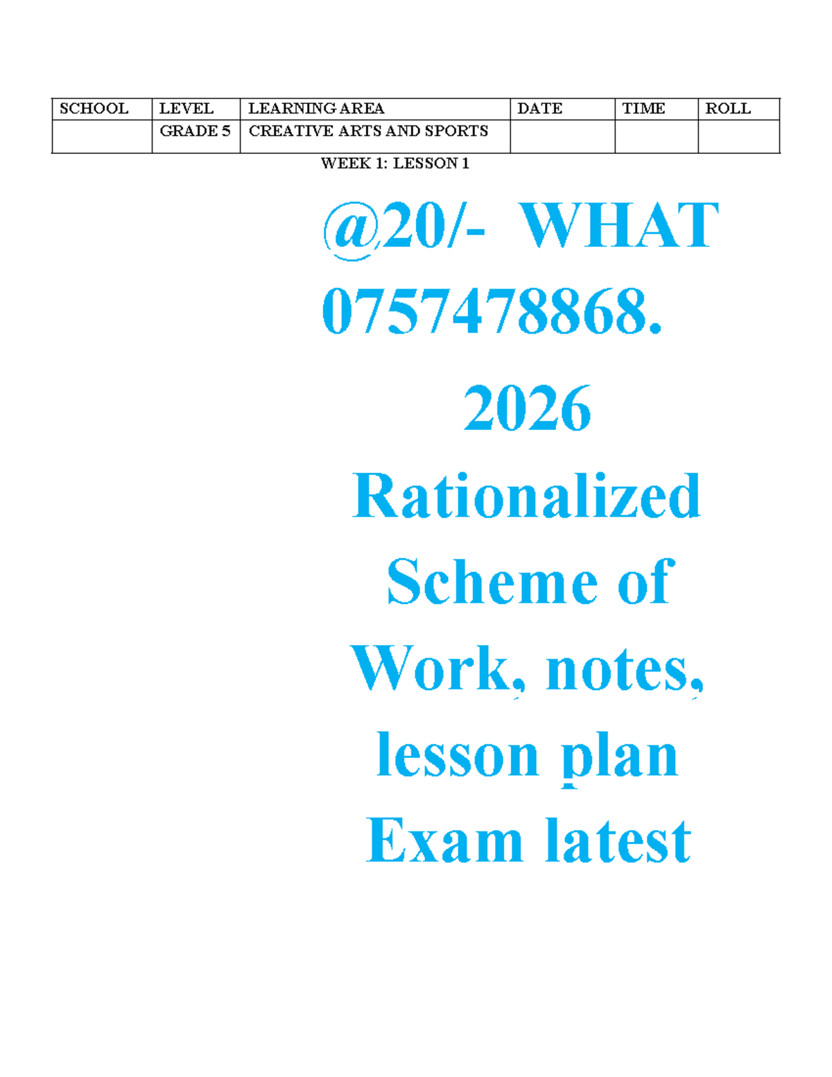 Grade 5 Creative Arts & Sports: Rationalized Lesson Plans Term 2 - Studocu