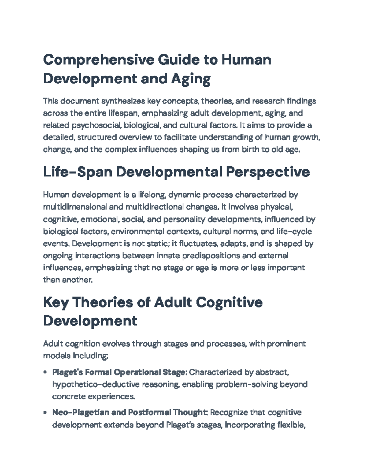 Comprehensive Overview of Human Development & Aging (PSY 301) - Studocu