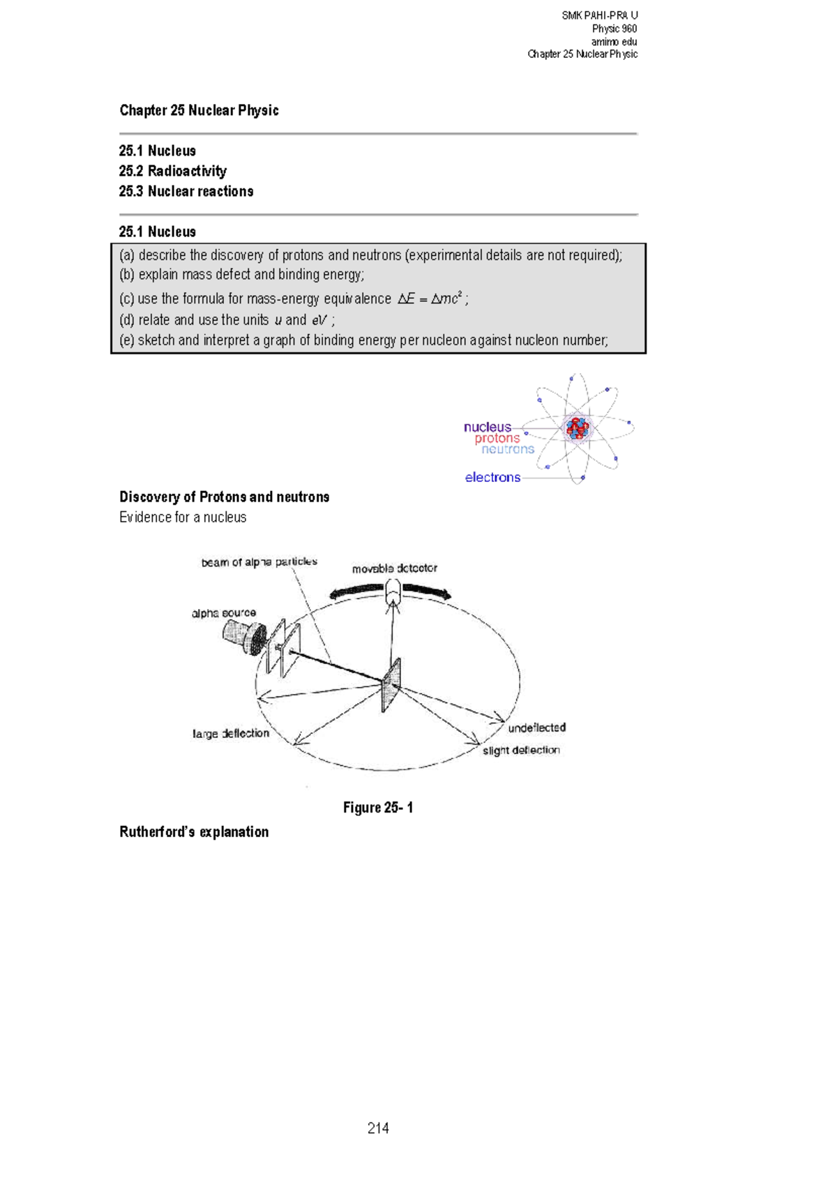 SMK U Physic 960 Amimo Edu Chapter 25: Nuclear Physics Overview - Studocu