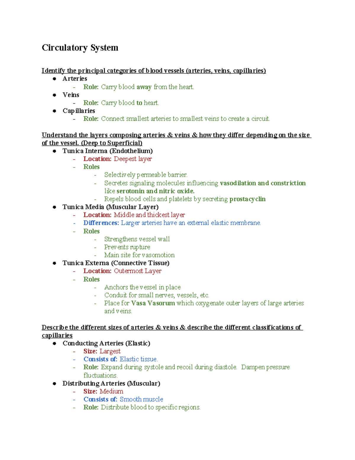 Chapter 20 Circulatory System Study Guide (BIO 101) - Studocu