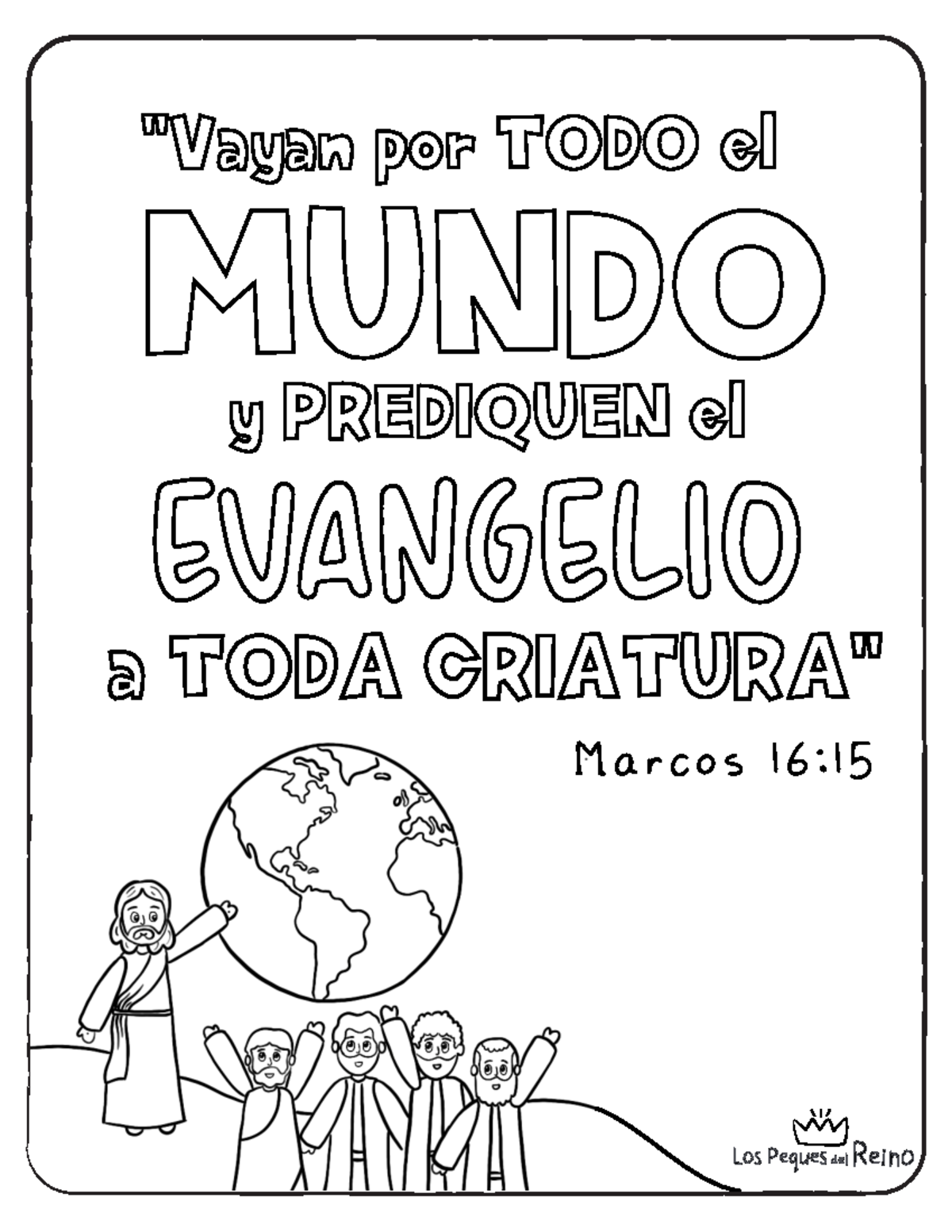 Verso Biblico Coloreable - asistencias pedagogía - "Vayan por TODO el ...