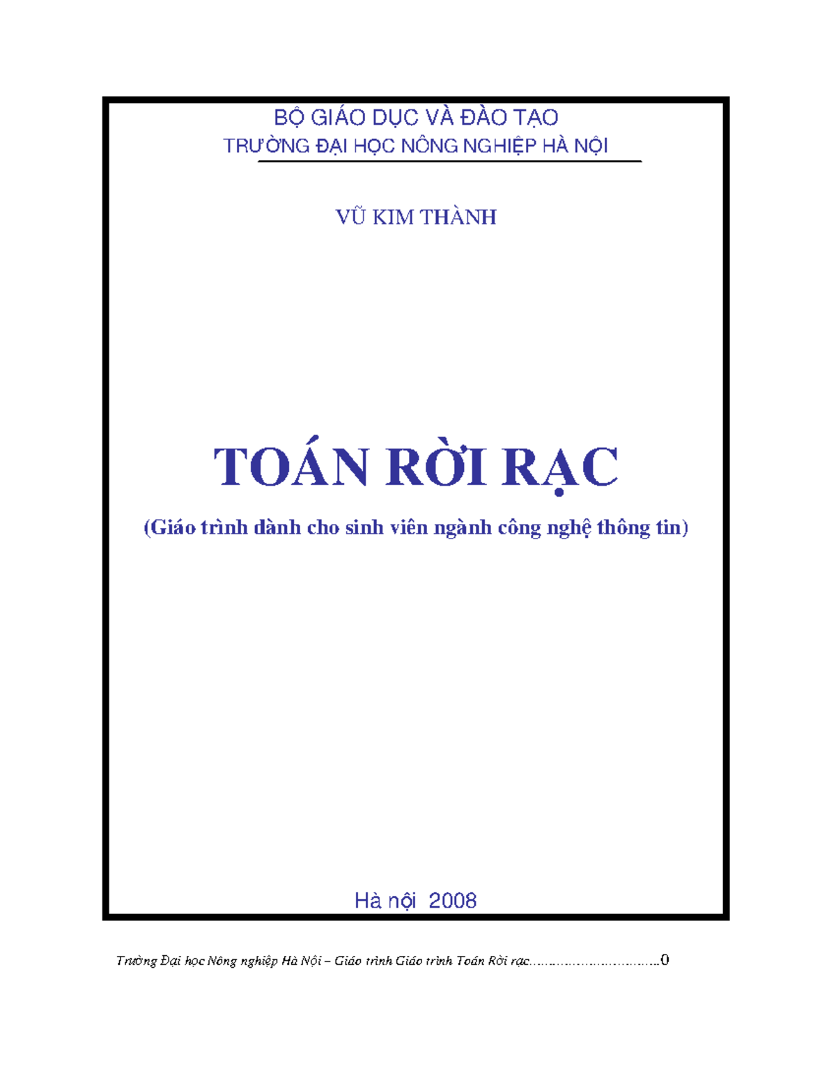Giáo Trình Toán Rời Rạc - TRR - Vũ Kim Thành - Studocu