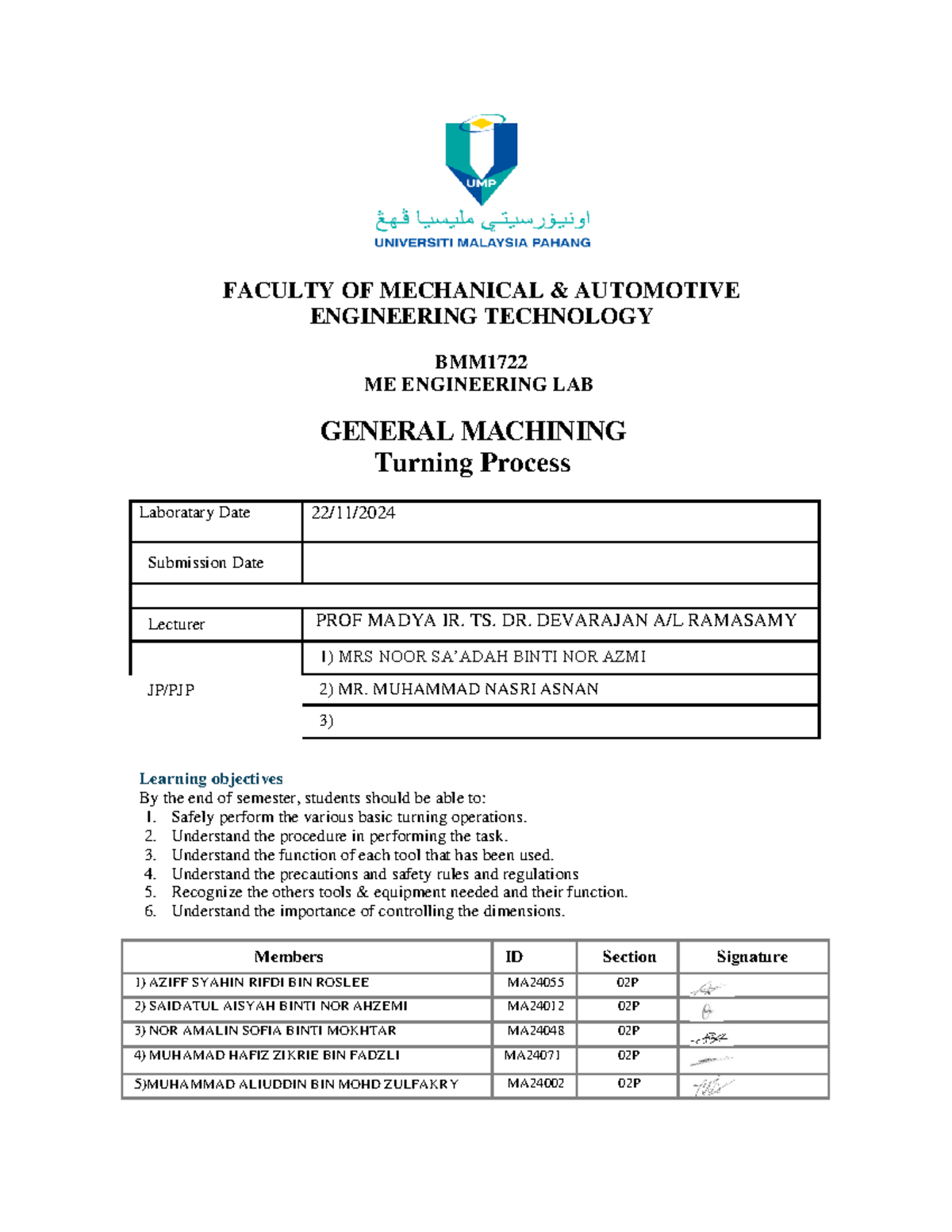 Lab 3 Report (2) - SASA - FACULTY OF MECHANICAL & AUTOMOTIVE ENGINEERING TECHNOLOGY BMM ME - Studocu