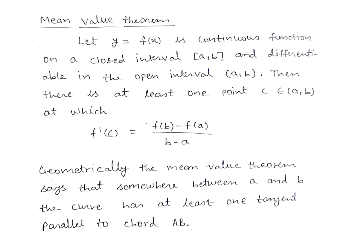 Mod 1 Lecture 3 - Mean value theoren Let f(x) is continuous function on ...