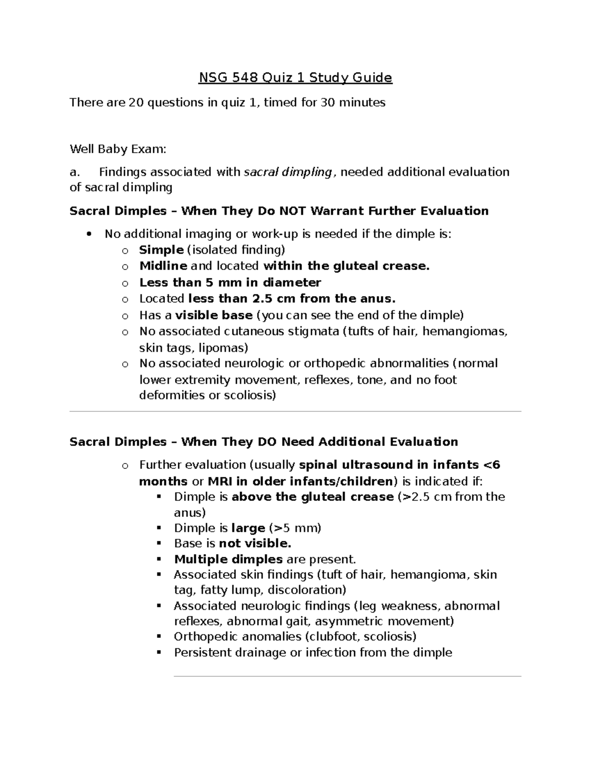 NSG 548 Final Exam Study Guide: Key Concepts in Neonatal Care - Studocu