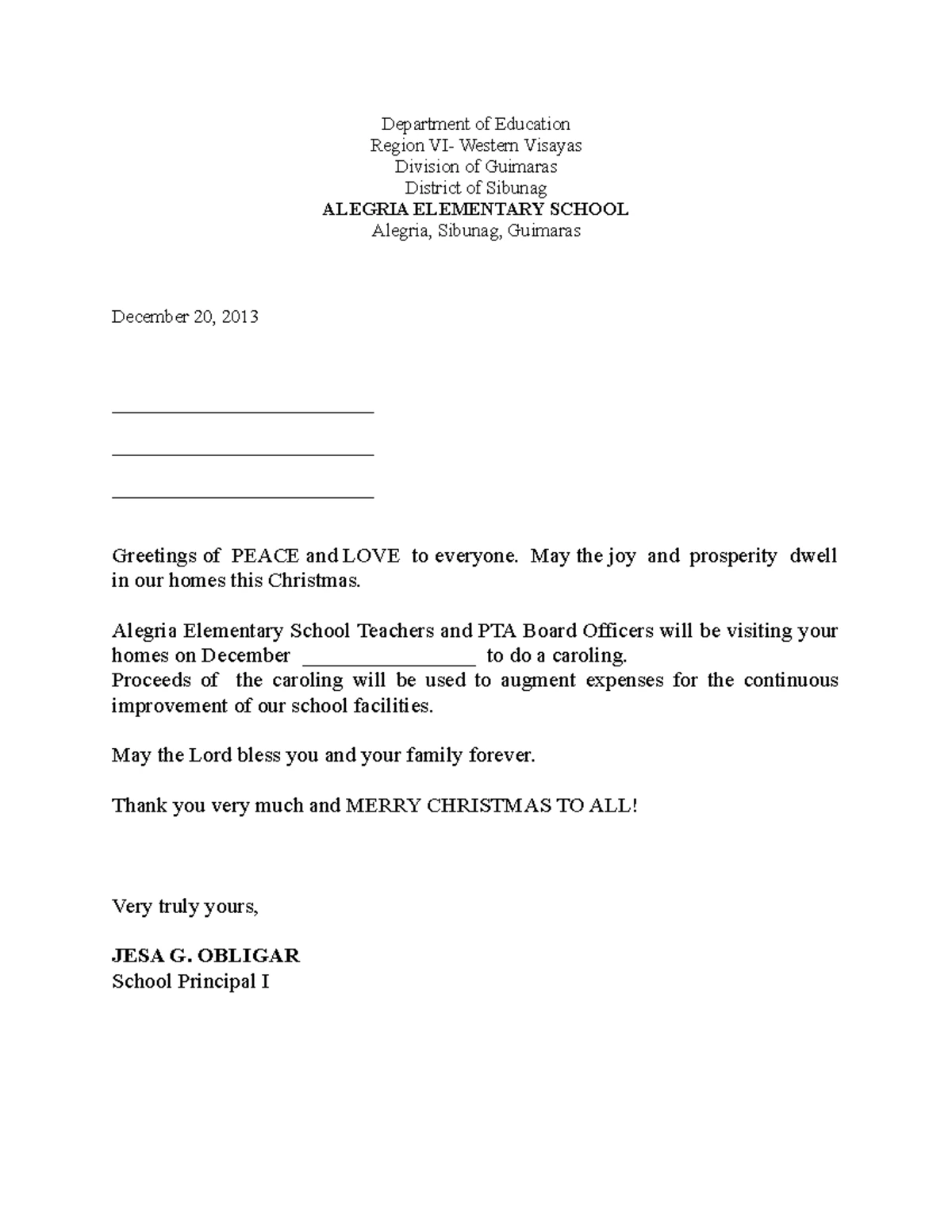 Request Letter for Seedlings from DA Lemery - Studocu