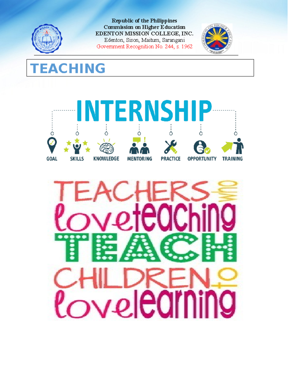 ED 301 Teaching Internship Activity Sheets and Guidelines - Studocu