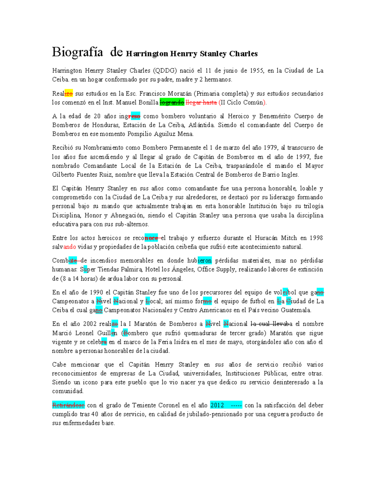 Biografía de Harrington Henrry Stanley Charles (QDDG): Un Héroe Local ...