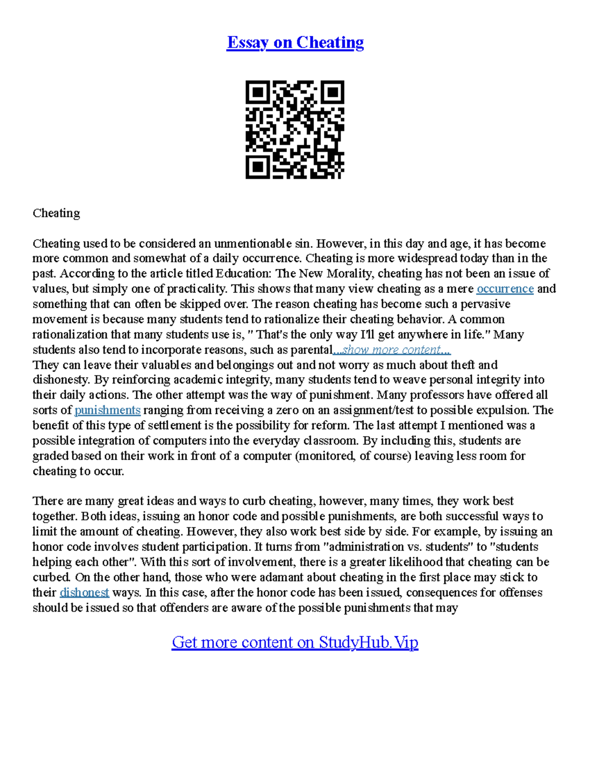 Essay on Cheating in School: A Critical Examination of Its Consequences ...