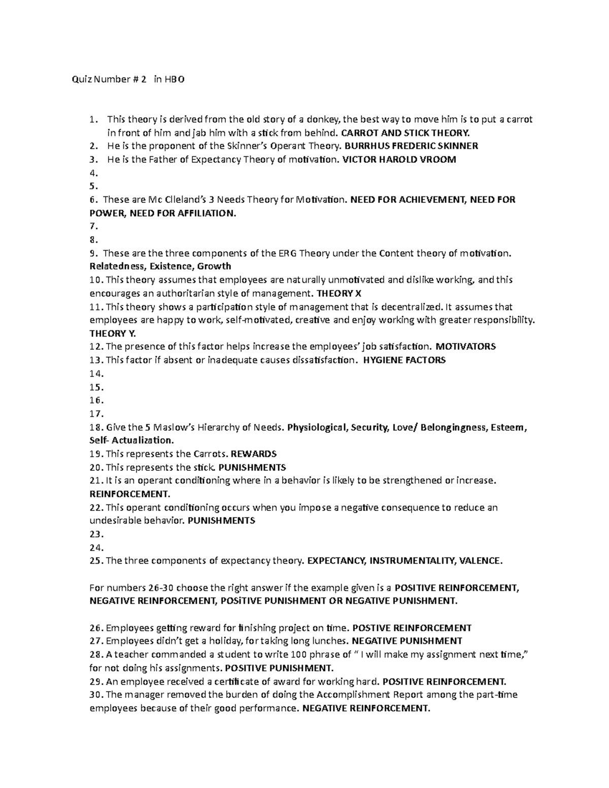 Hbo quiz number 2 - Quiz Number # 2 in HBO This theory is derived from ...