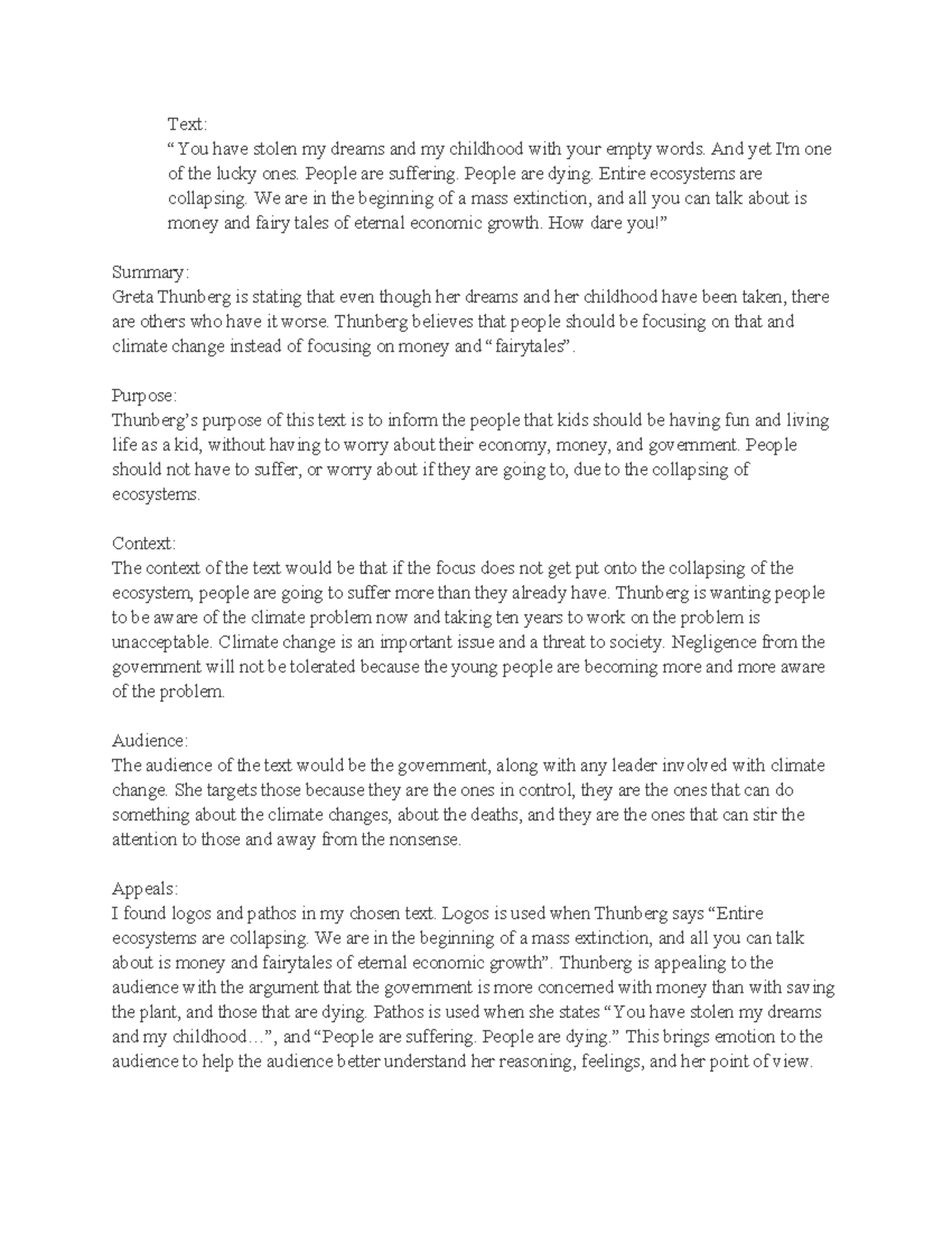 WGU Task 1: Greta Thunberg's Climate Change Advocacy Analysis - Studocu