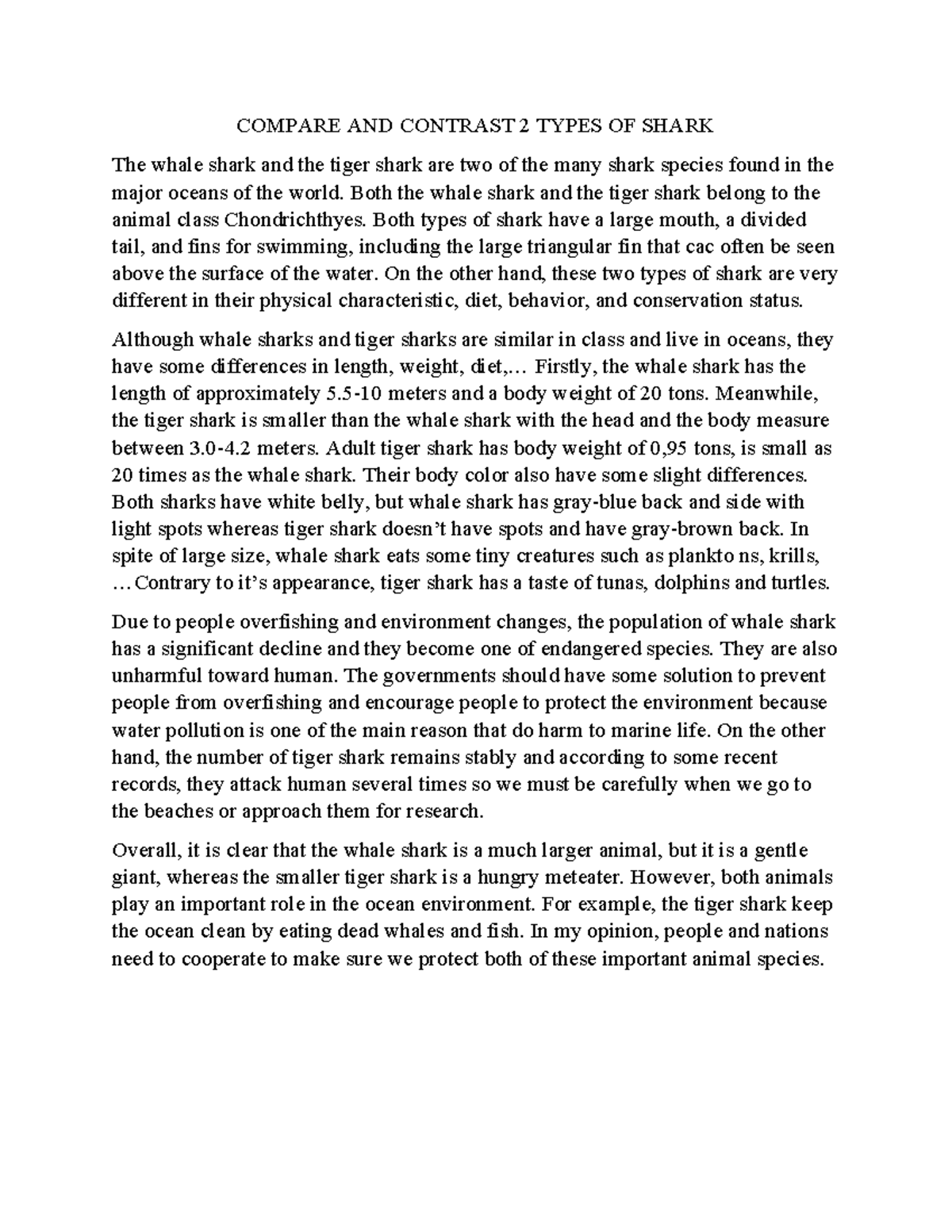 Compare AND Contrast 2 Types OF Shark - COMPARE AND CONTRAST 2 TYPES OF ...