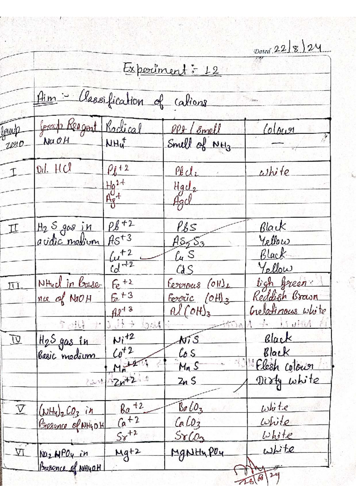 Experiment 12 - Cation Classification and Reagent Reactions - Studocu