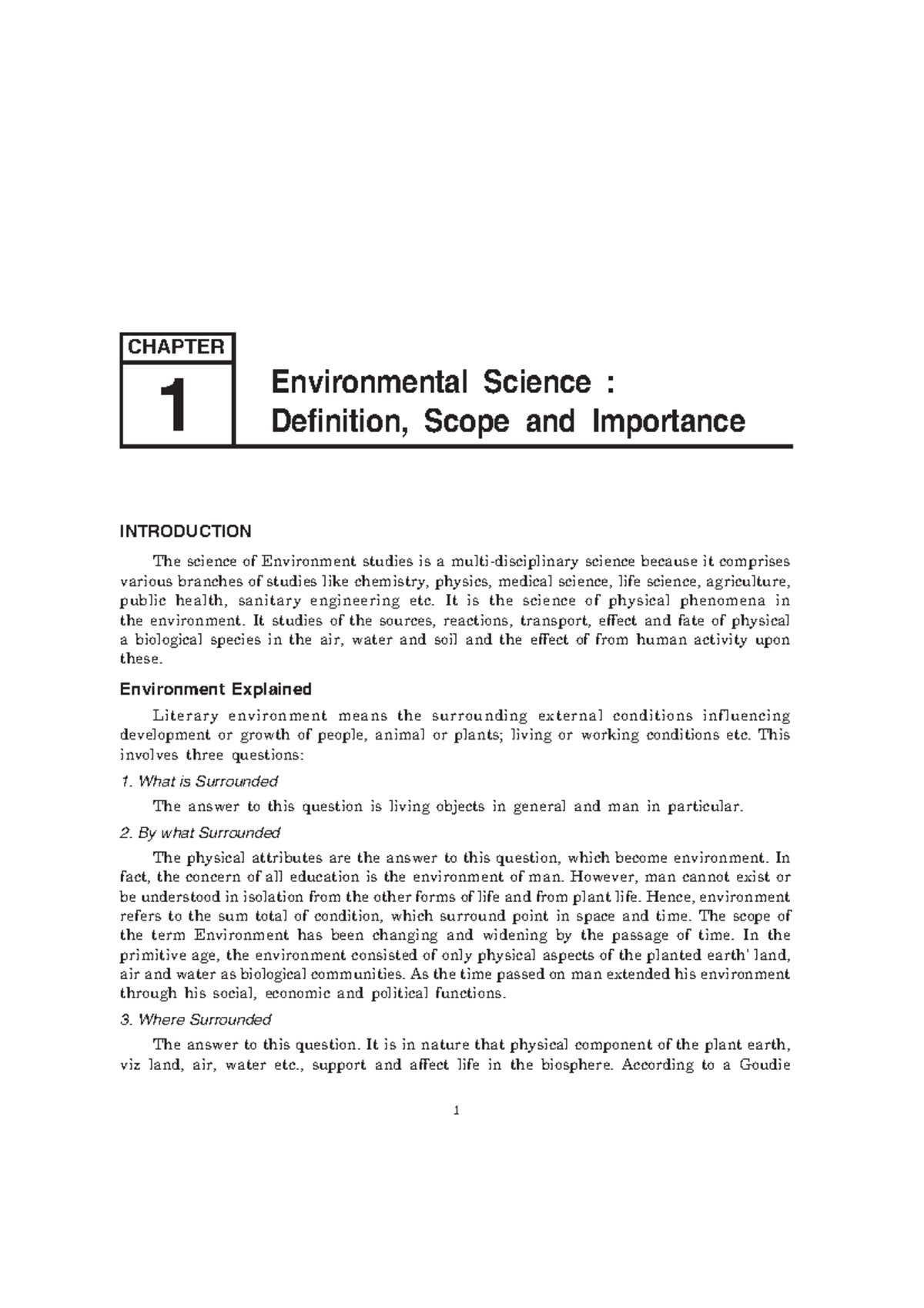Environment: Definition and Concept Details - INTRODUCTION The science ...