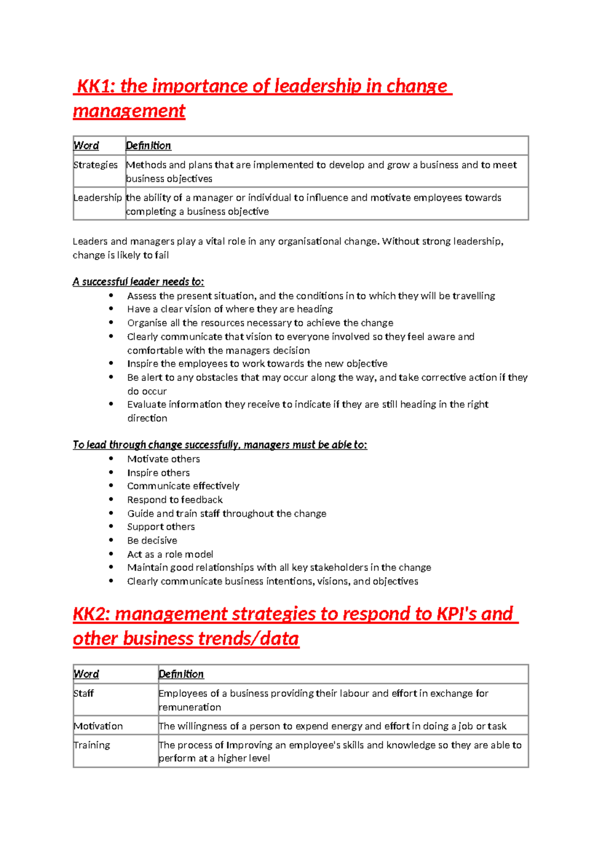 AOS 2 Unit 4 T: Leadership and Change Management Strategies - Studocu