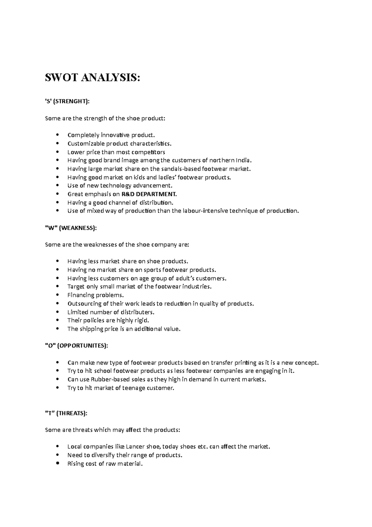 SWOT Analysis of Footwear Products: Strengths, Weaknesses ...