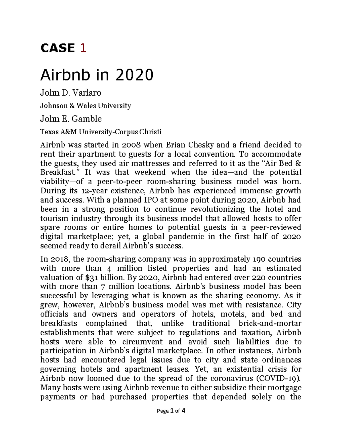 Case Study: Airbnb's Business Model & Challenges in 2020 - Studocu