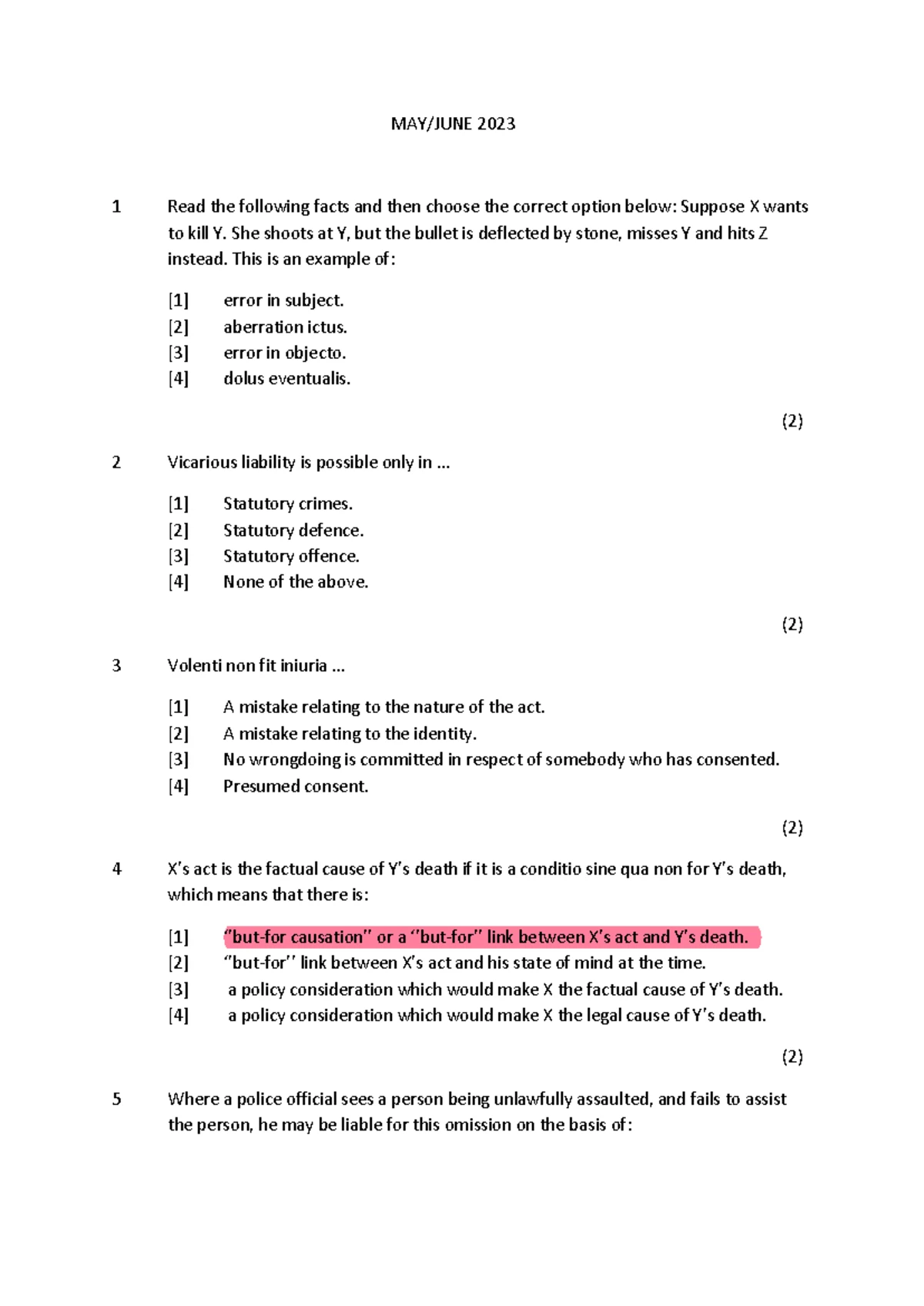 CRW 2601 Multiple Choice Questions 20240611 - CRW 2601 EXAM PRACTICE ...