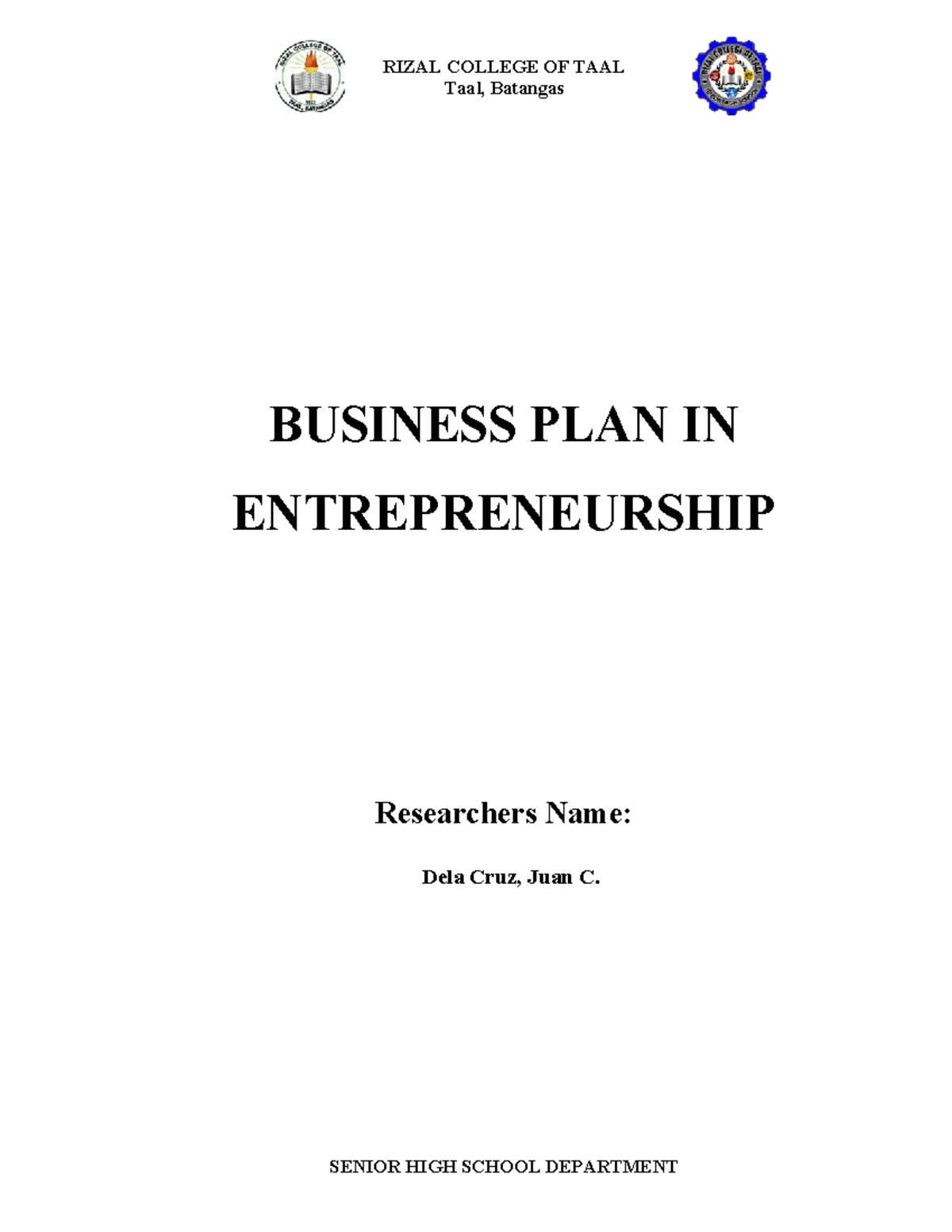 Business Plan in Entrepreneurship - Entrep 2023-2024 - Studocu