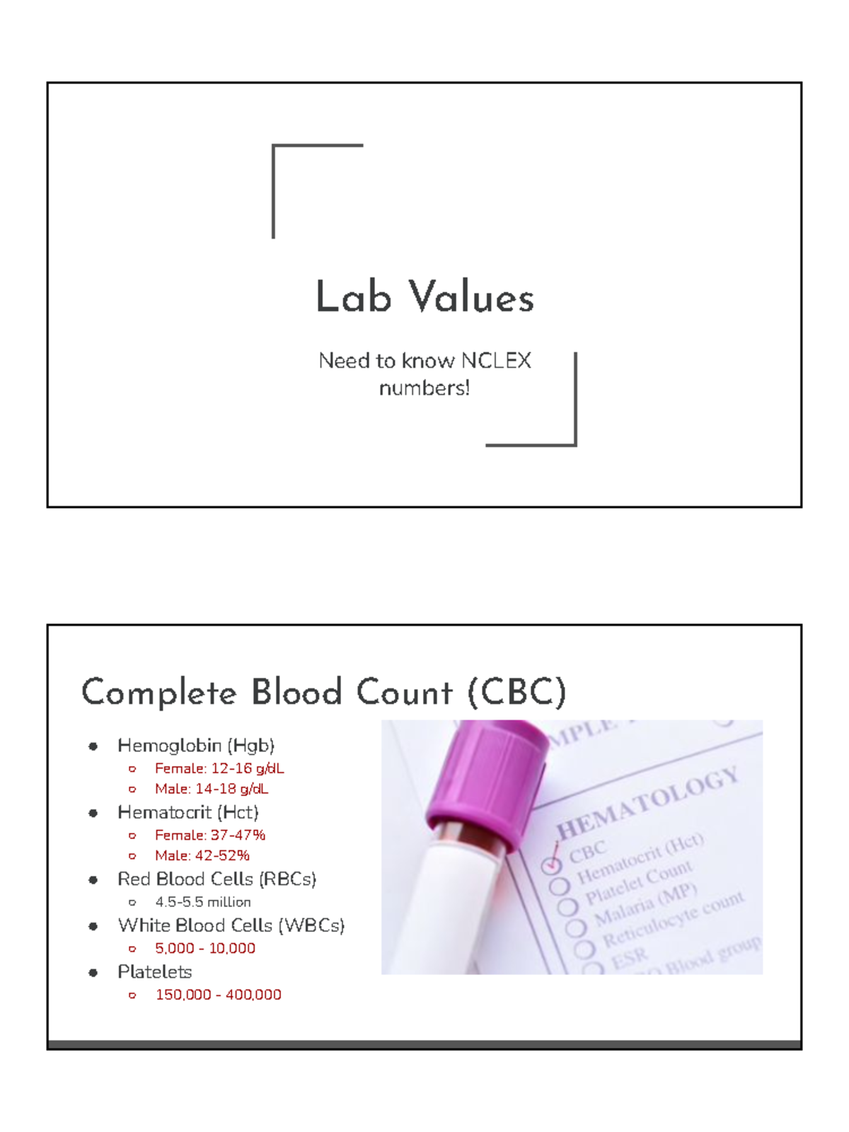 Lab Values Study Guide - HESI NCLEX Review Pt 2 - Studocu