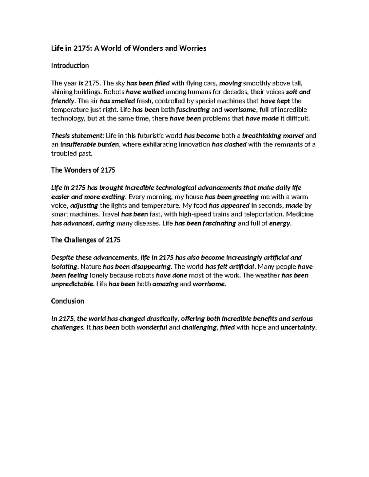 Life in 2175 - todo para repasar - Life in 2175: A World of Wonders and ...