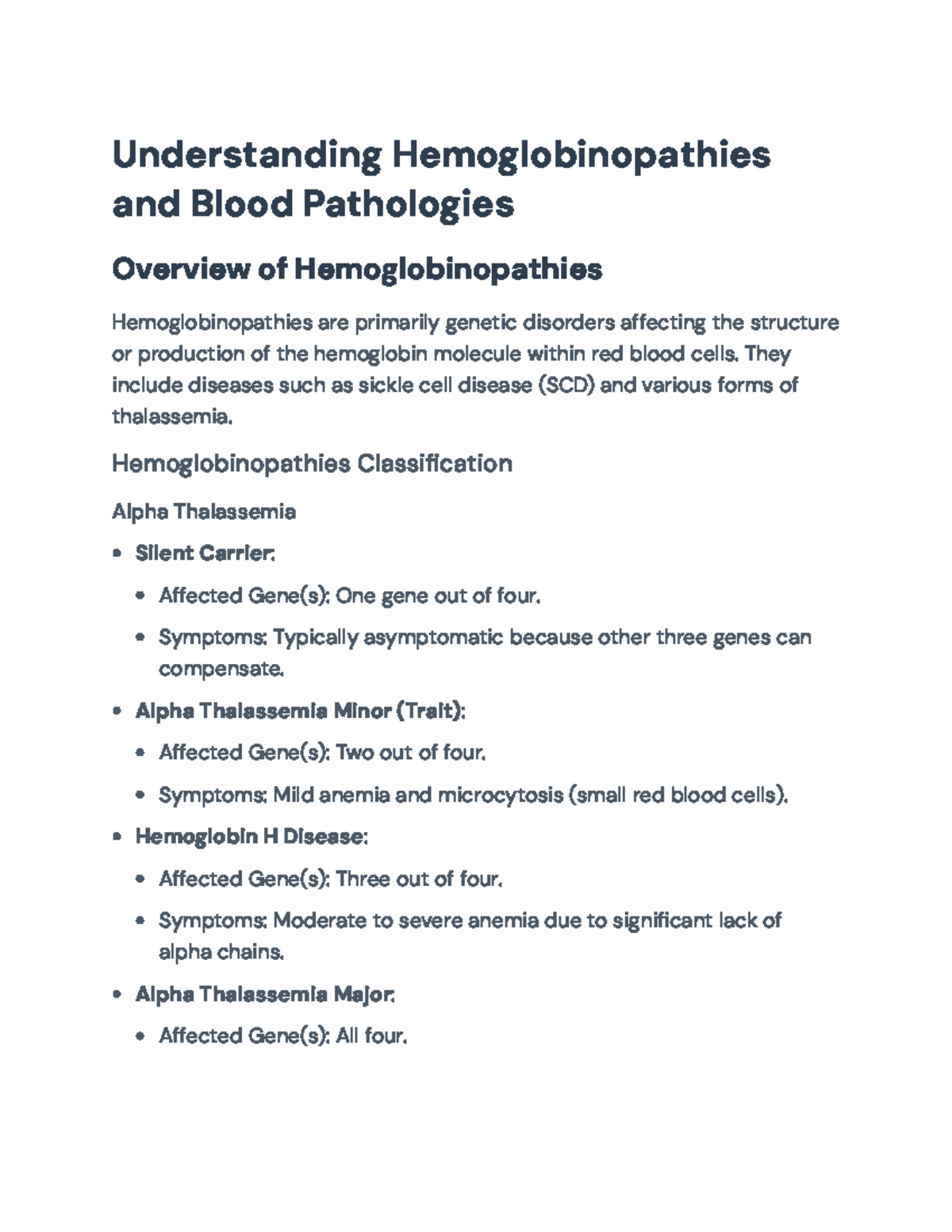 Understanding Hemoglobinopathies and Blood Pathologies Overview ...