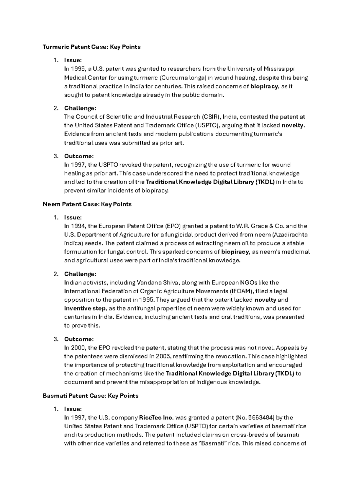 Turmeric Patent Case - rmipr - Turmeric Patent Case: Key Points 1 ...
