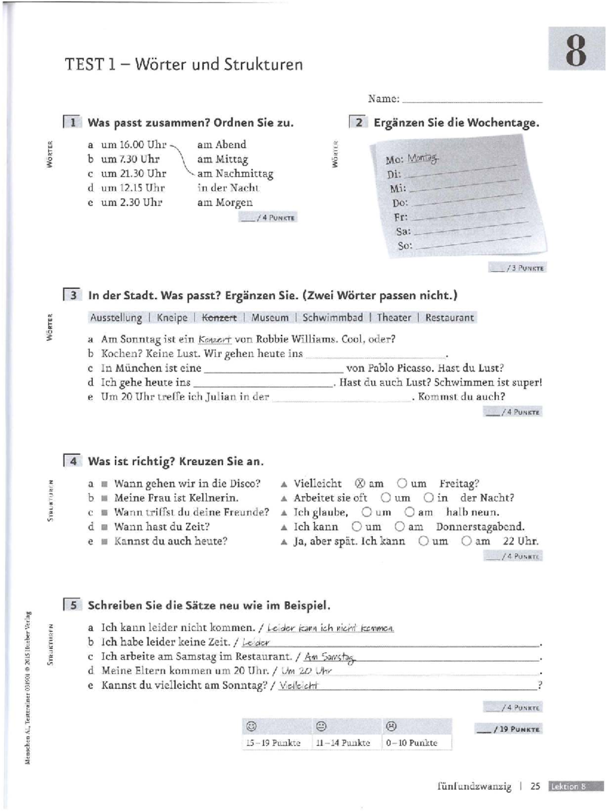 Menschen A1 Testtrainer: Übungstest 1 und 2 - Studocu