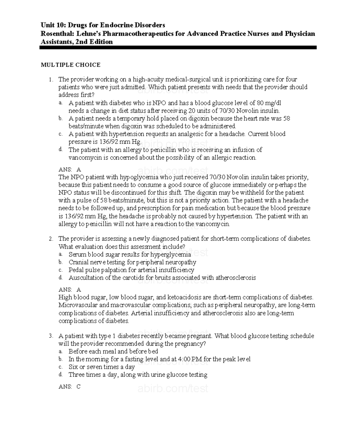Unit 10 - Endocrine Disorders: Study Guide for Advanced Practice Nurses ...