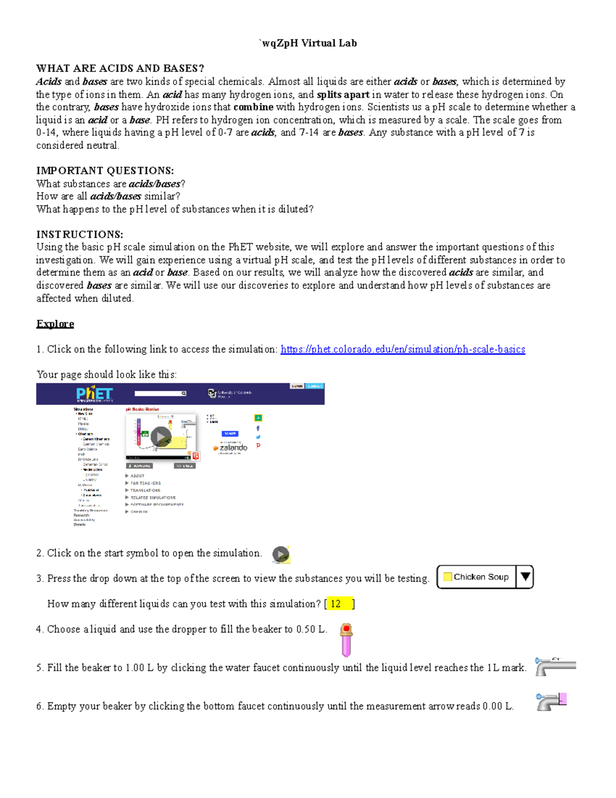 pH Virtual Lab: Understanding Acids and Bases through Simulation - Studocu