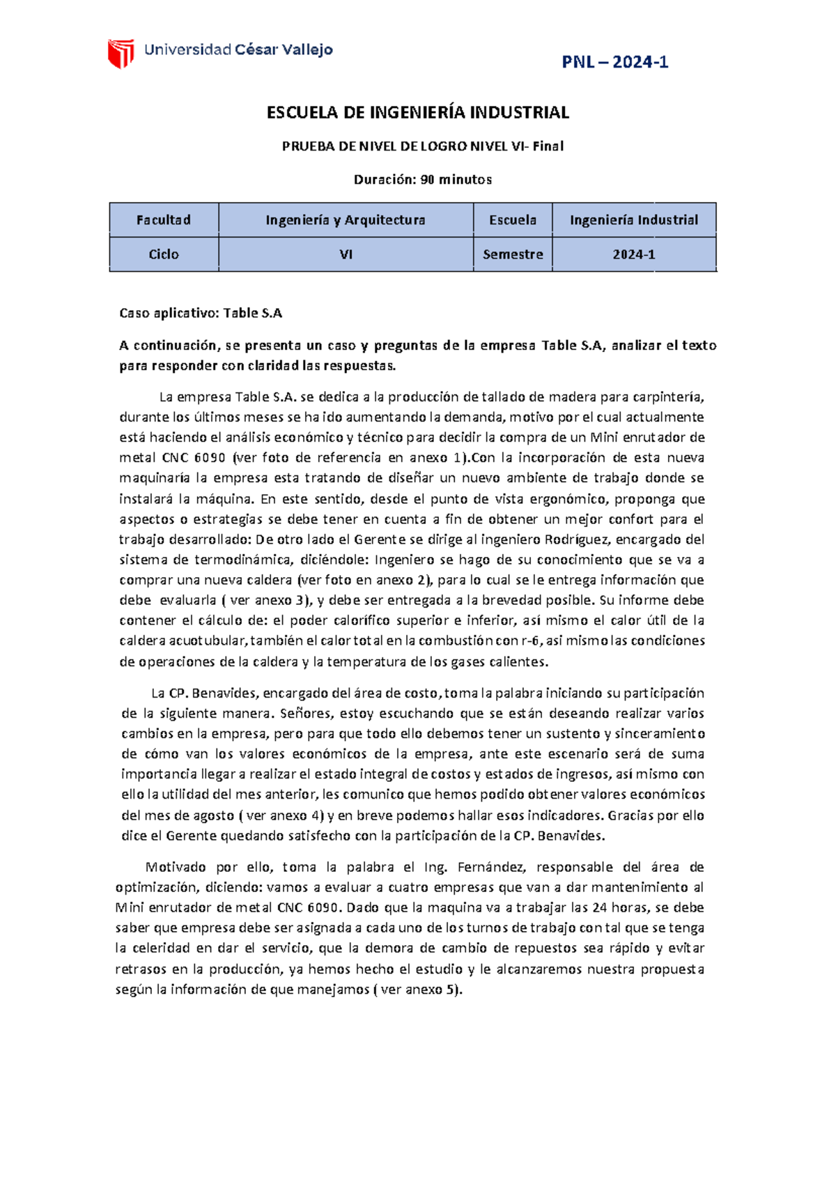 Prueba de Nivel de Logro VI - UCV - Examen Final 2024-1 - Studocu