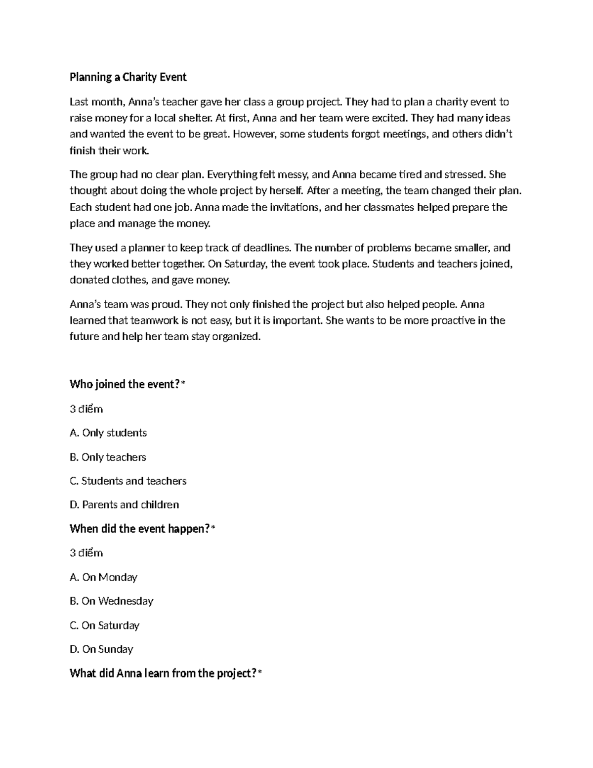 Charity Event Planning Project Reflection and Lessons Learned - Studocu