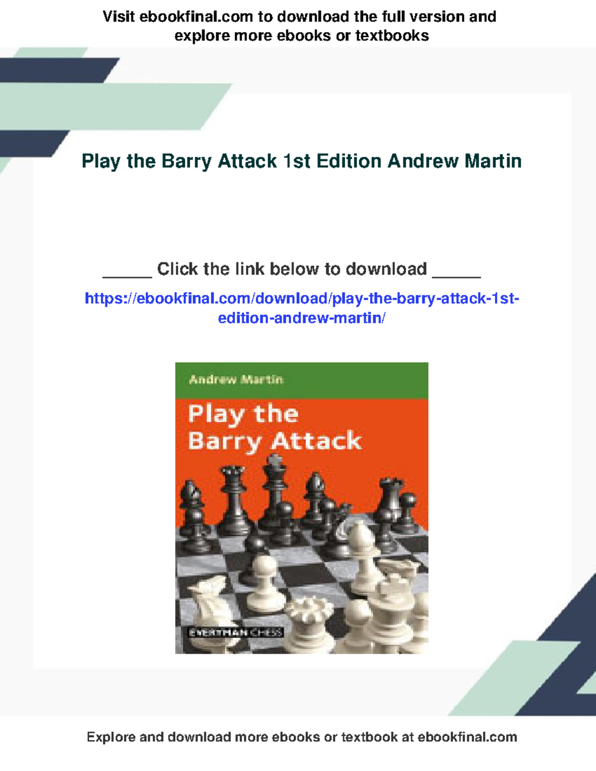 Play the Barry Attack: A Guide to the 1st Edition by Andrew Martin ...