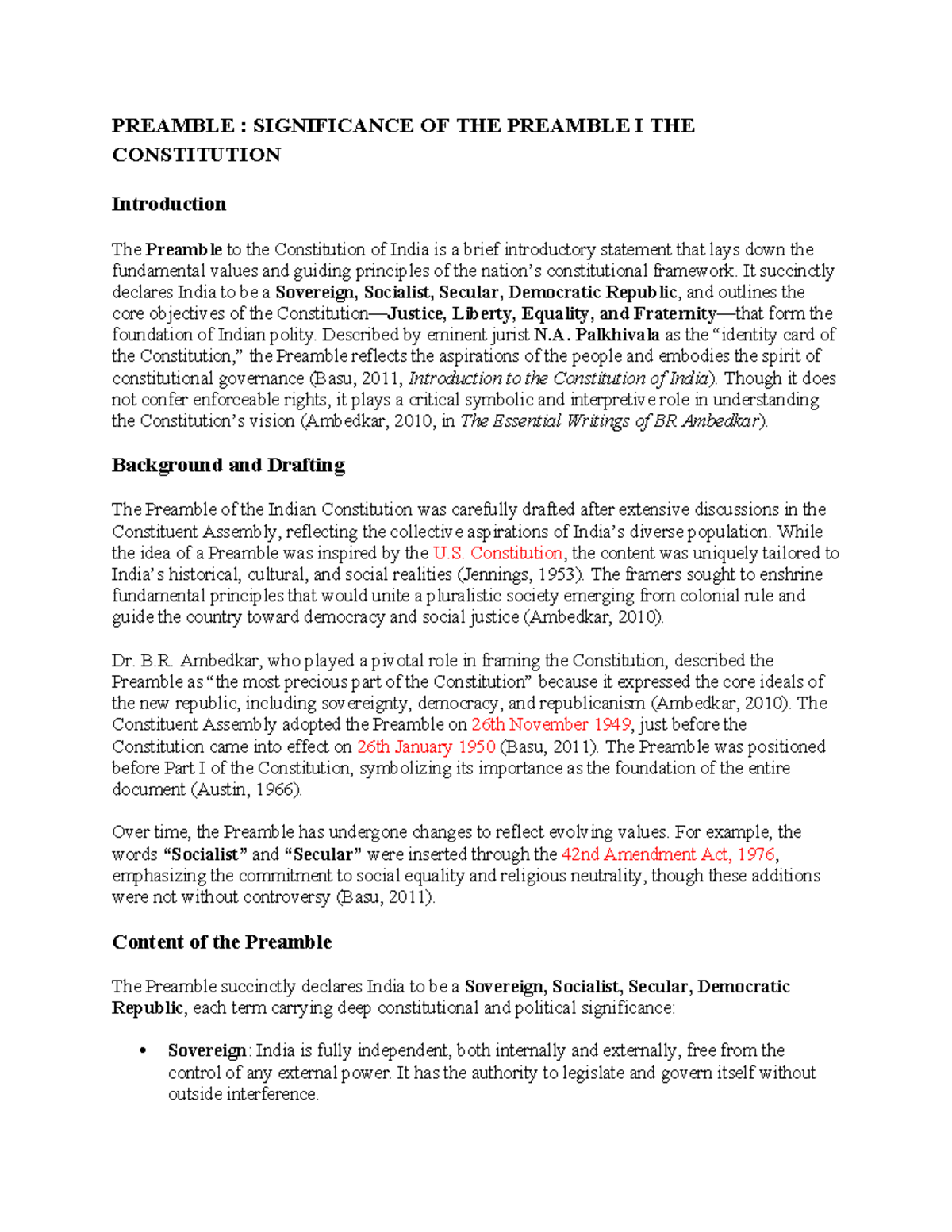 Preamble: Significance and Role in the Indian Constitution - Notes ...