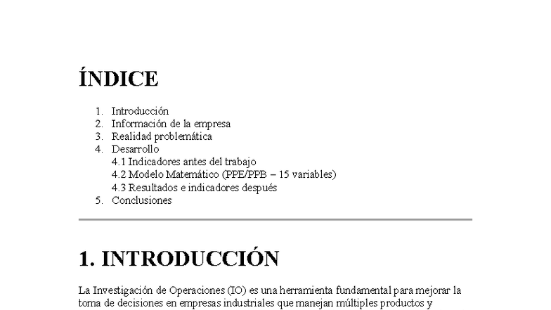 Modelo de Programación Entera Binaria para Gloria S.A. (IO-PEB) - Studocu