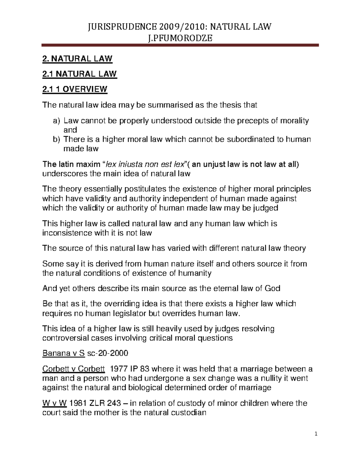 Natural Law - Comprehensive Notes on Theory and Doctrine - Studocu