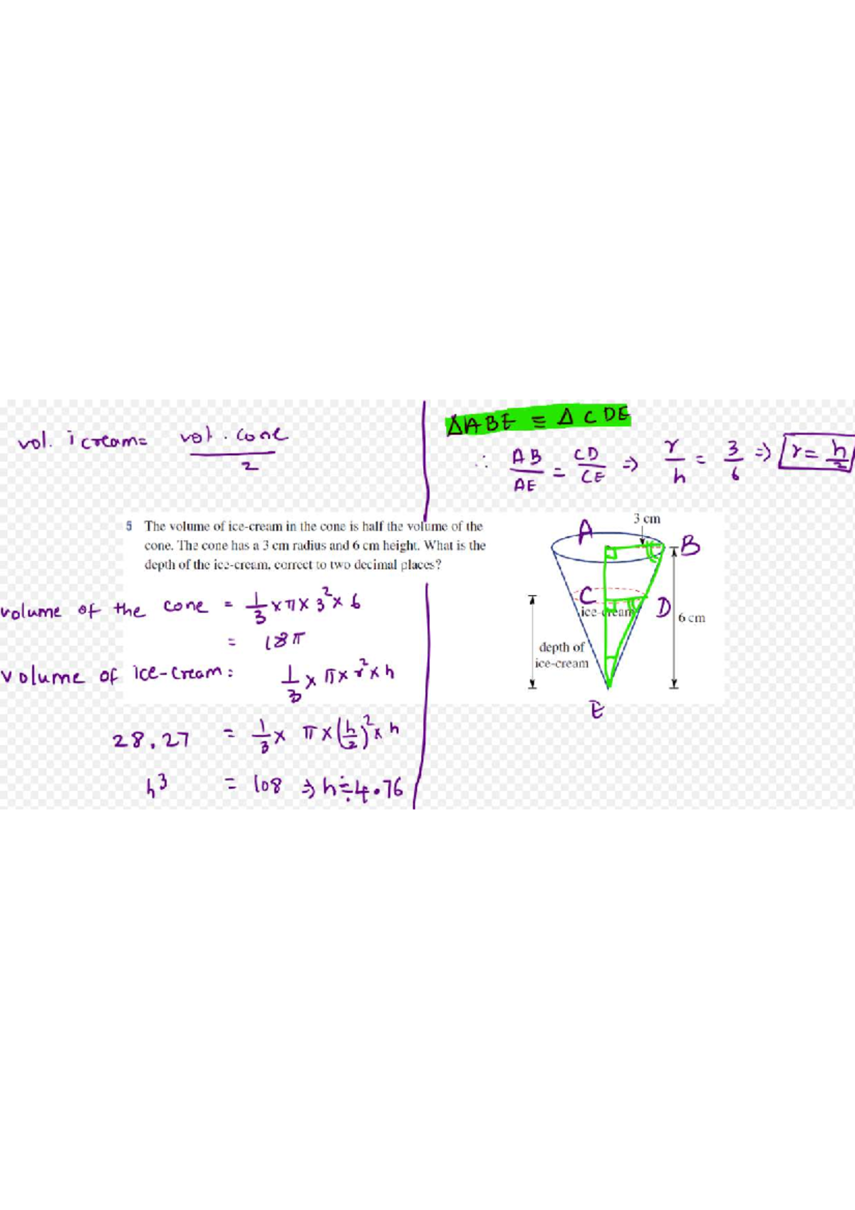 Volume Calculation of Cone ABE ACDE - Math Working Out - Studocu