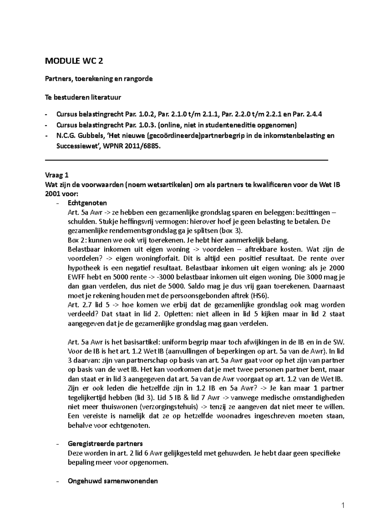 WC2 GIB - WC2 van GIB - MODULE WC 2 Partners, toerekening en rangorde ...