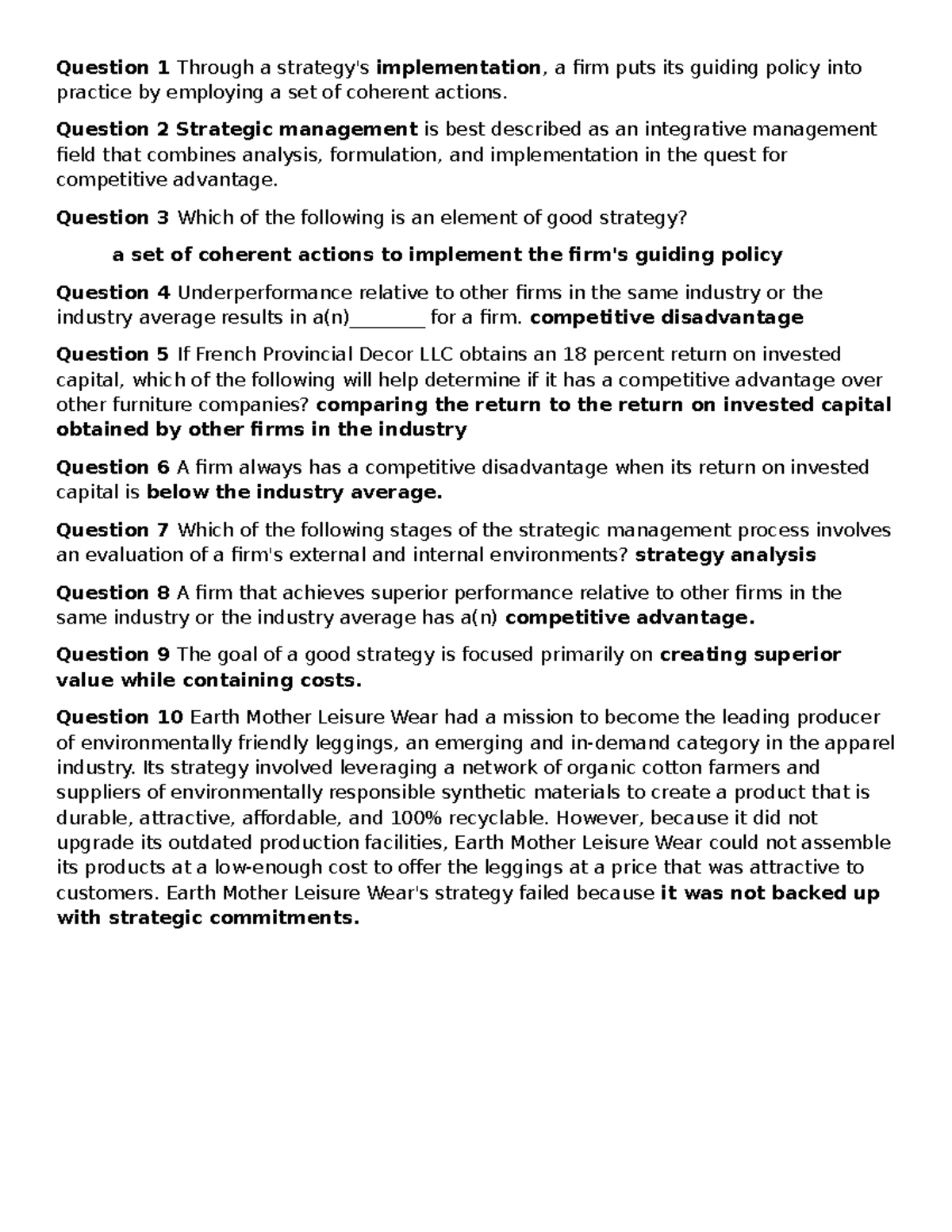 Strategic Management Concepts: Analysis & Implementation Insights (SM 101) - Studocu